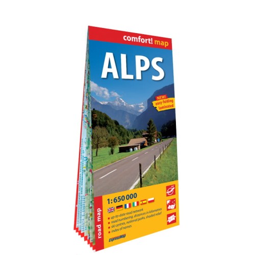 Alpy (Alps); laminowana mapa samochodowa 1:650 000 - ExpressMap.pl